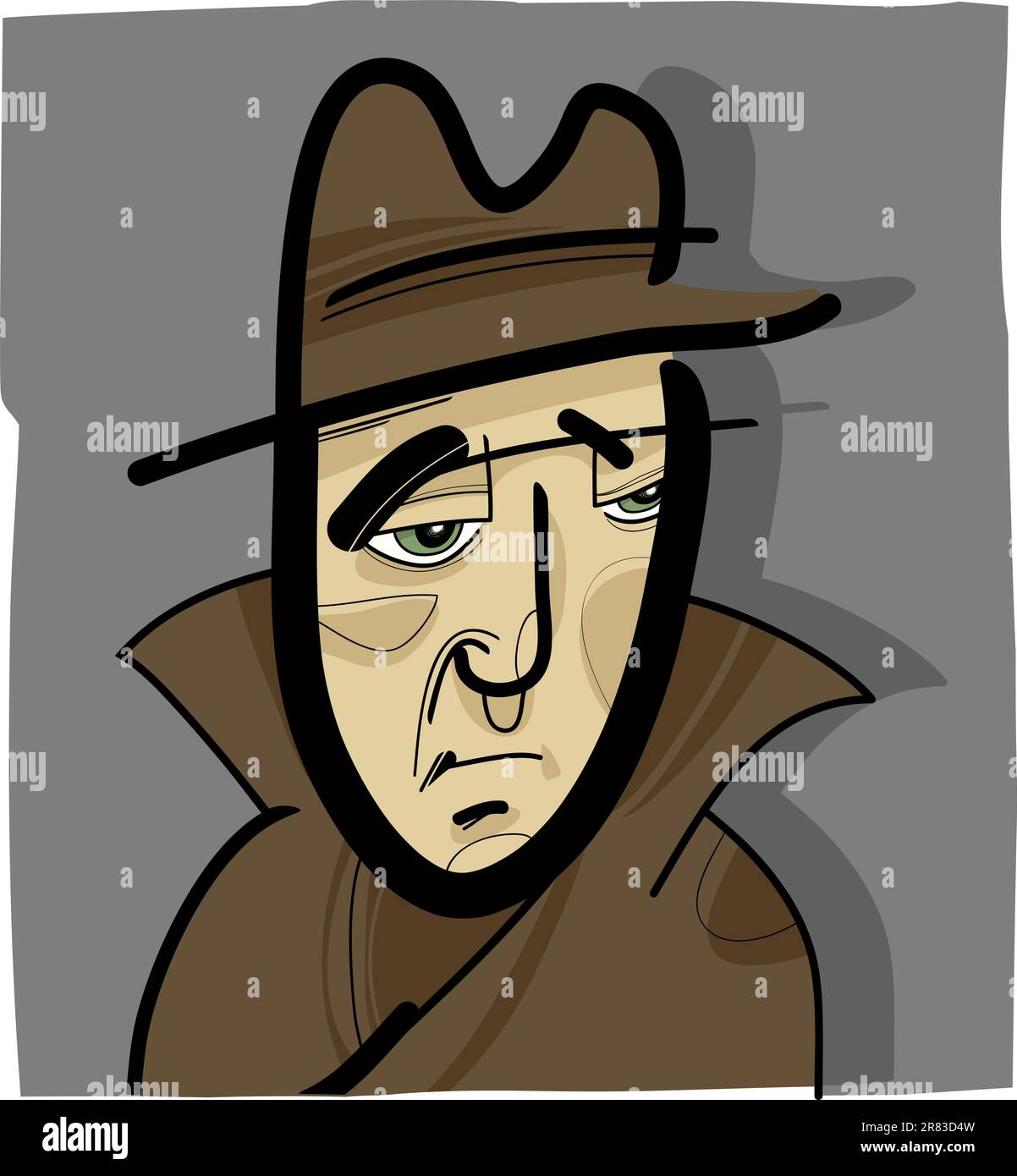 cartoon illustration of mysterious man in the hat Stock Vector Image ...