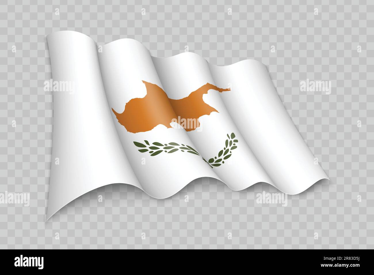 3D Realistic waving Flag of Cyprus on transparent background Stock ...