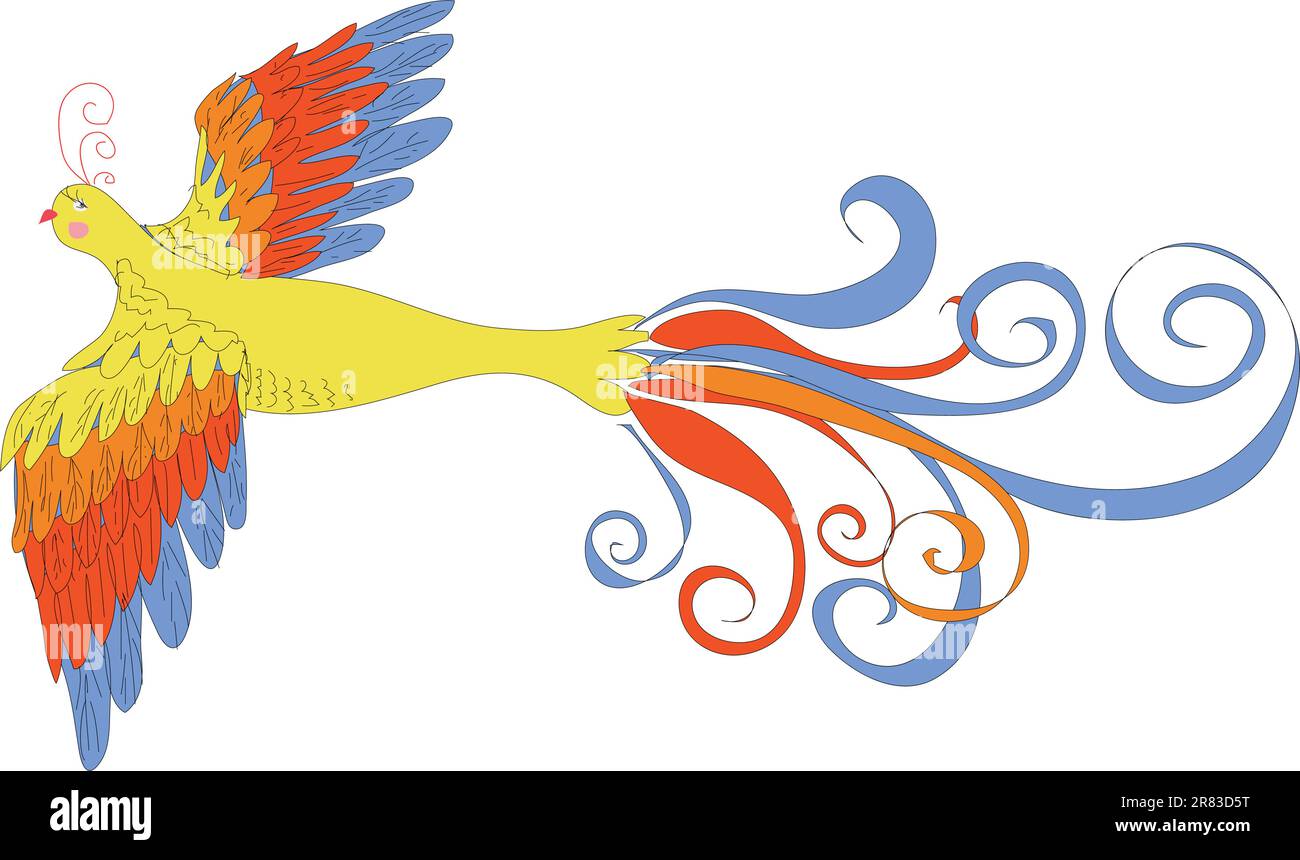 vector illustration of firebird made with graphic table Stock Vector ...
