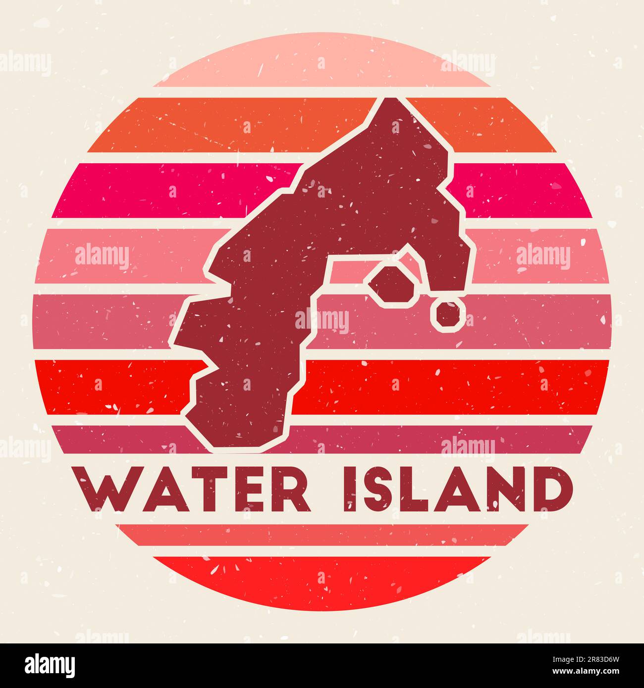 Water Island logo. Sign with the map and colored stripes, vector ...