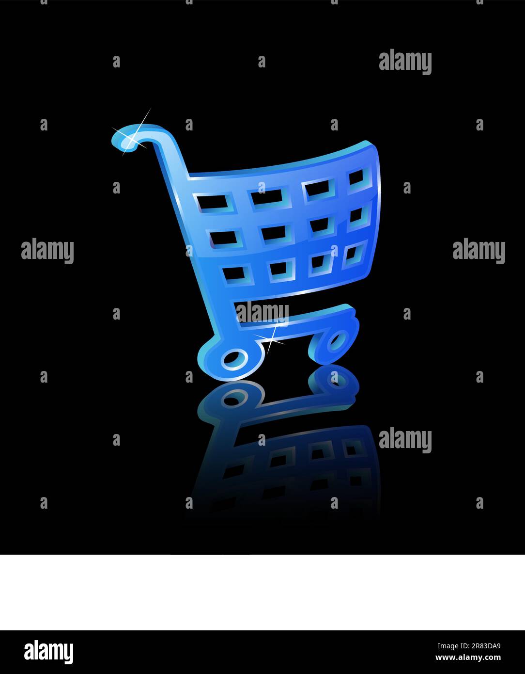 illustration of 3d blue basket icon on black background Stock Vector ...