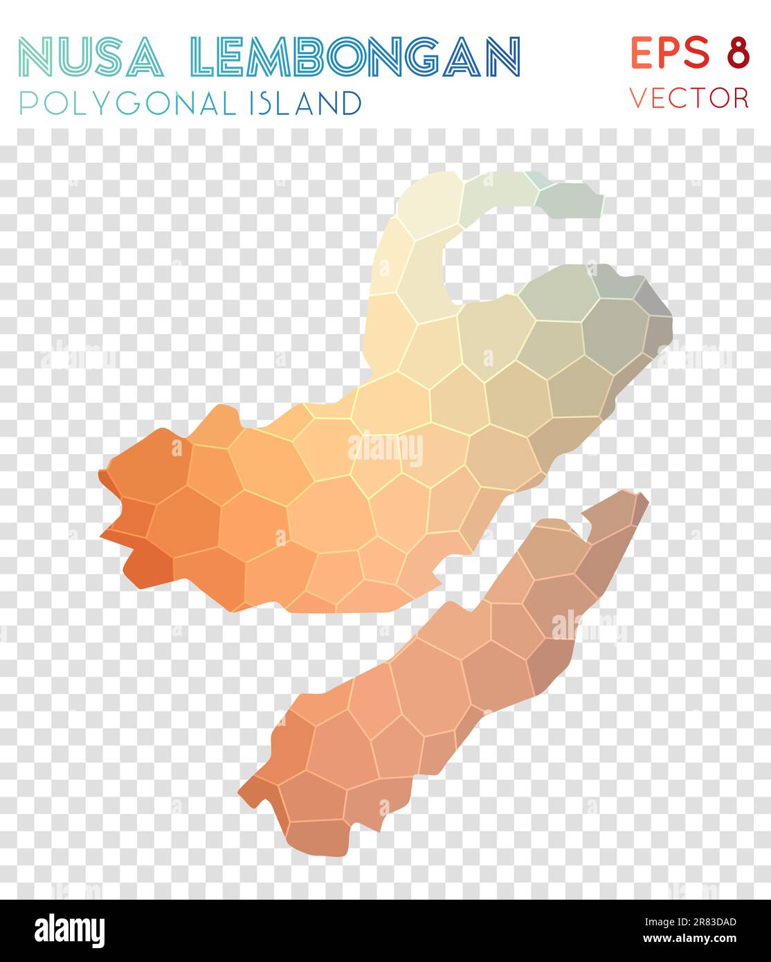 Nusa Lembongan polygonal map, mosaic style island. Excellent low poly ...