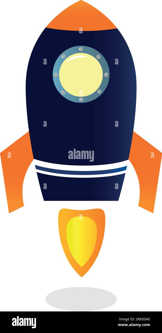 Blue Rocket ship. Vector cartoon Illustration Stock Vector Image & Art ...