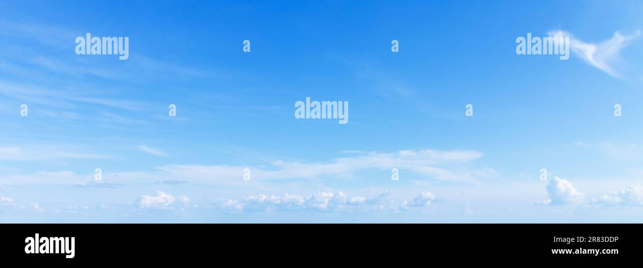 Blue sky background with white clouds on a daytime, natural panoramic ...