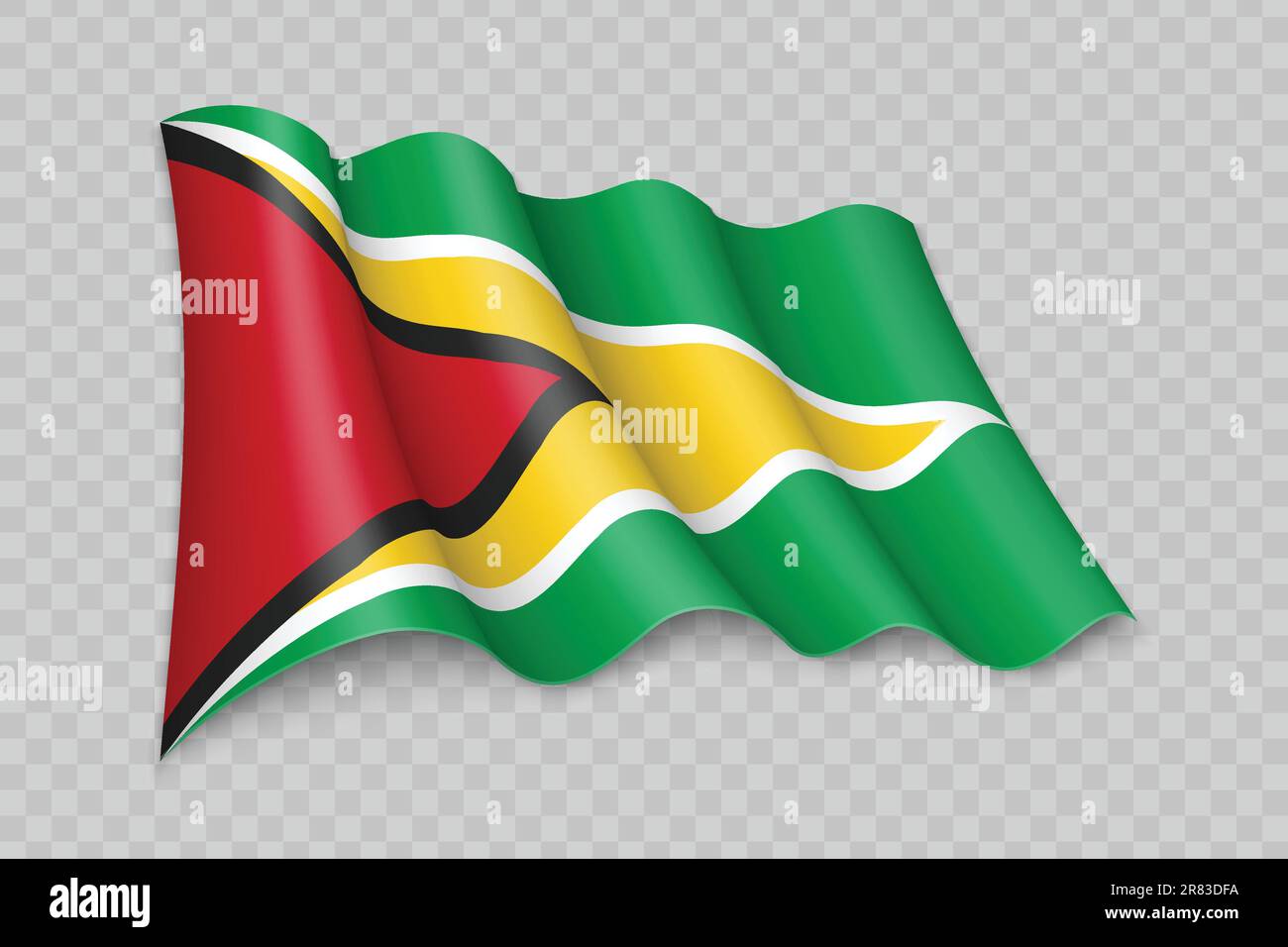 3D Realistic waving Flag of Guyana on transparent background Stock Vector Image & Art - Alamy