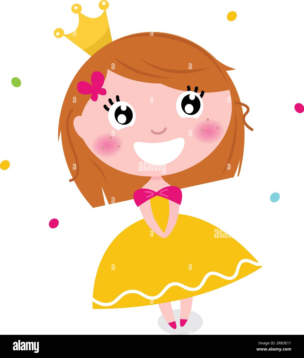 Little cute happy princess. Vector cartoon Illustration Stock Vector ...
