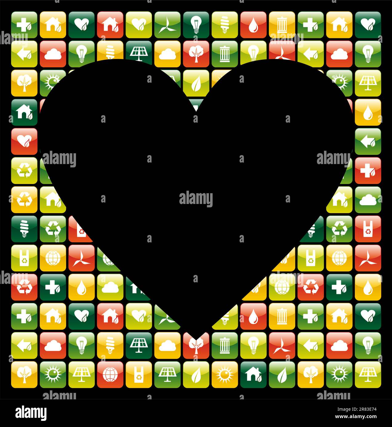 Heart shape over iphone green app icons background. Vector file ...