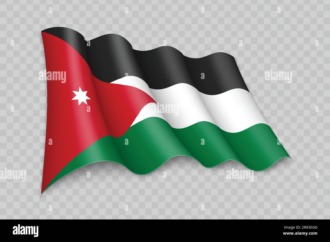 3D Realistic waving Flag of Jordan on transparent background Stock ...