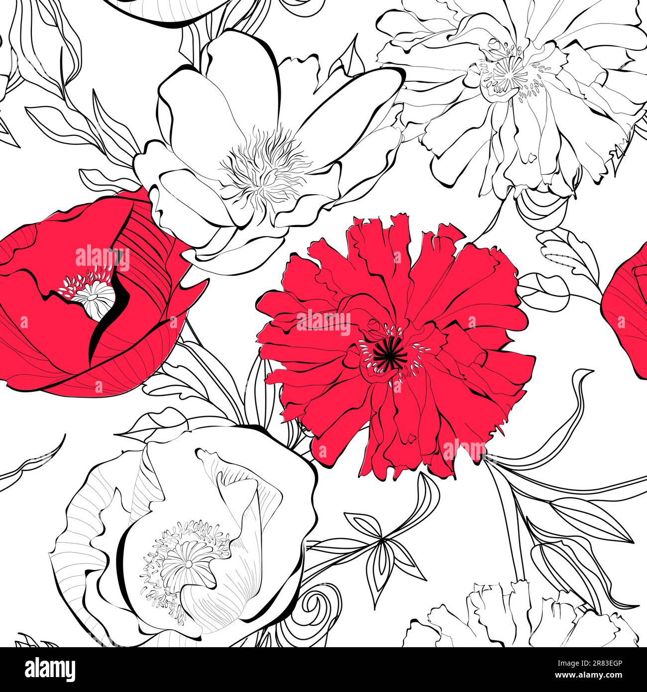 Vector poppy pattern illustration Stock Vector Images - Alamy
