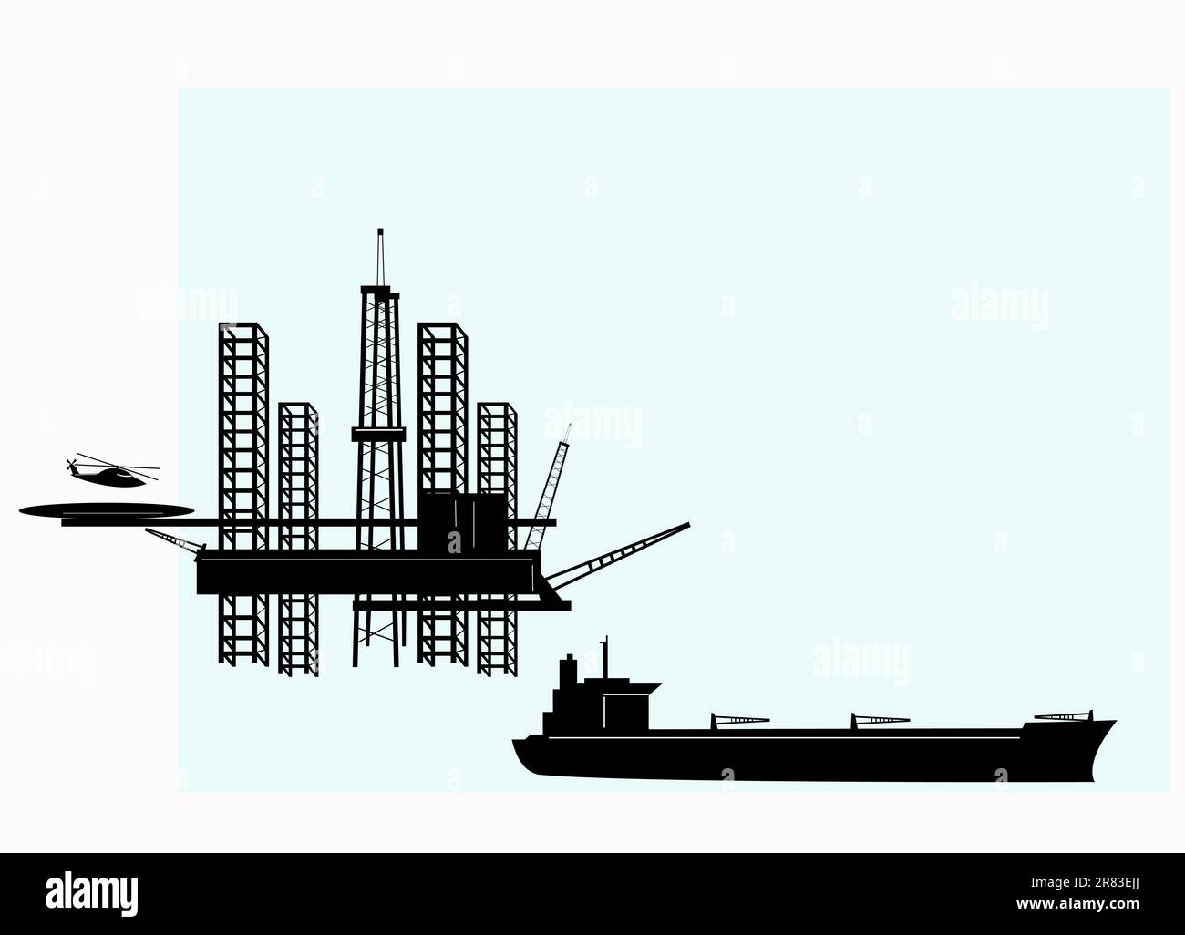 Silhouette of offshore oil platforms and tankers Stock Vector Image ...