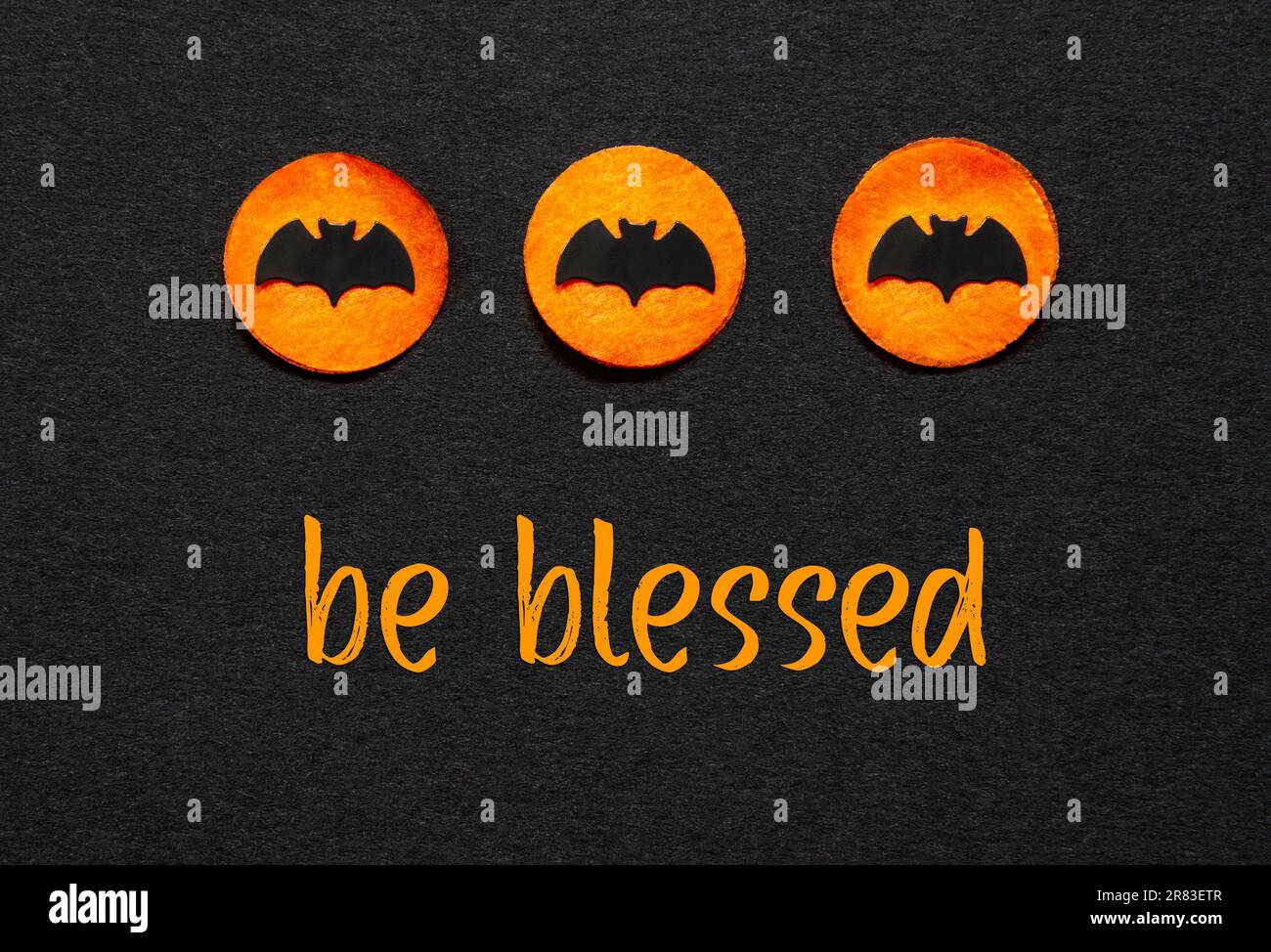 Black Halloween Background With Orange Dots And Text Be Blessed Stock ...