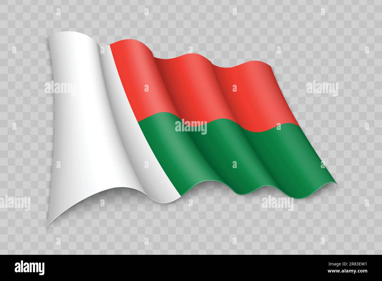 3D Realistic waving Flag of Madagascar on transparent background Stock ...