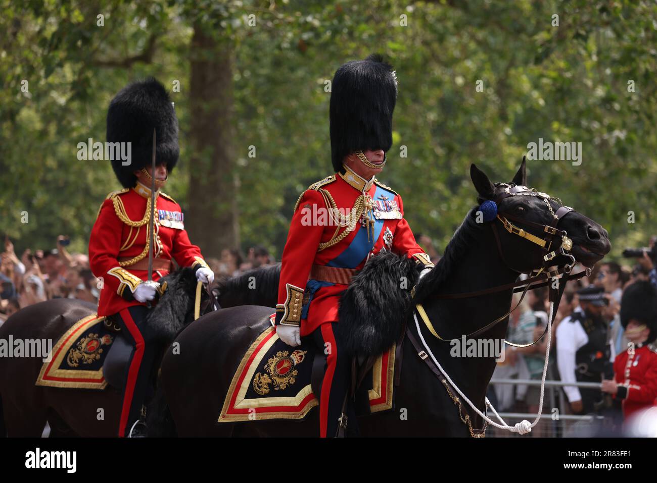 London, UK. 17th June, 2023. King Charles III, on horseback, at the ...