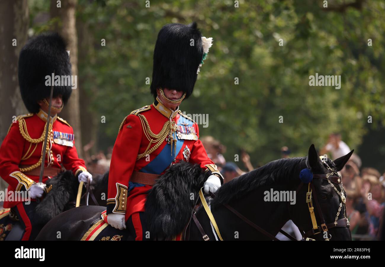 London, UK. 17th June, 2023. King Charles III, on horseback at the ...