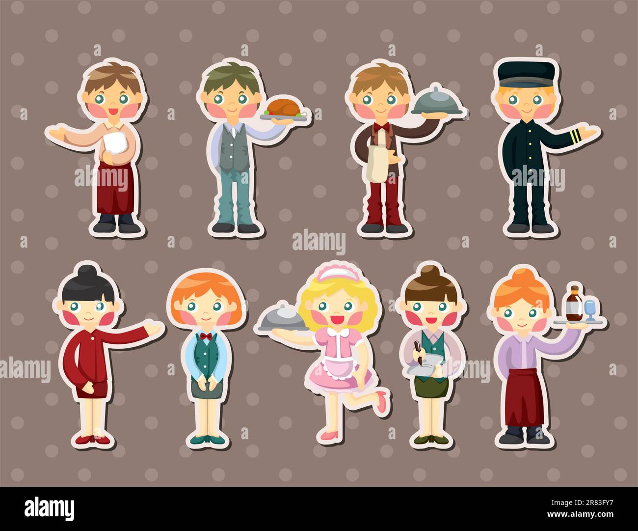 cartoon waiter and waitress stickers Stock Vector Image & Art - Alamy