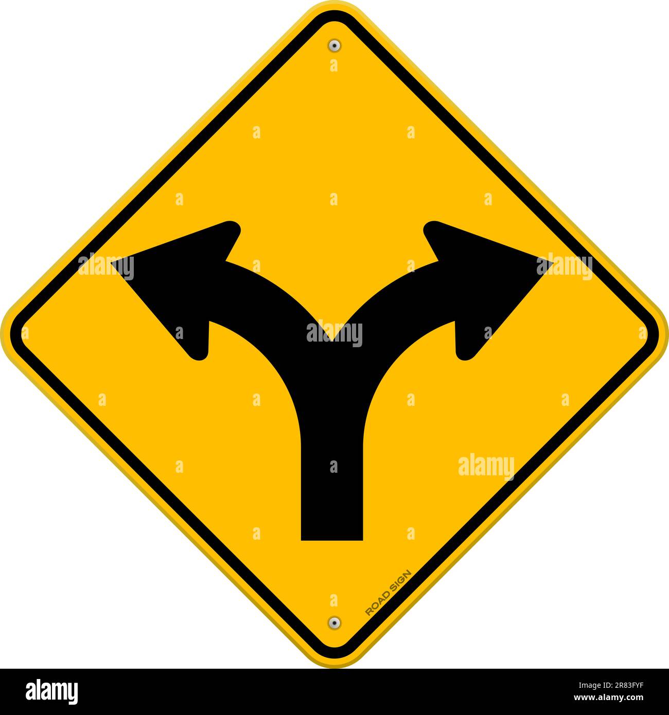 Illustration of Fork in the road symbol on yellow background Stock ...