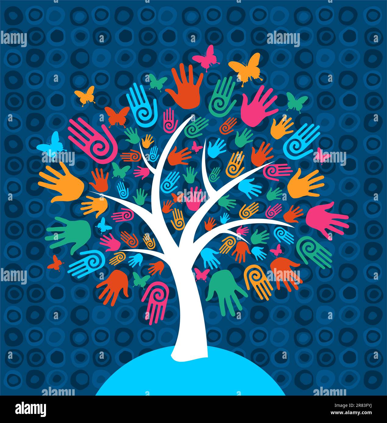 Diversity tree hands illustration background. Vector file layered for ...