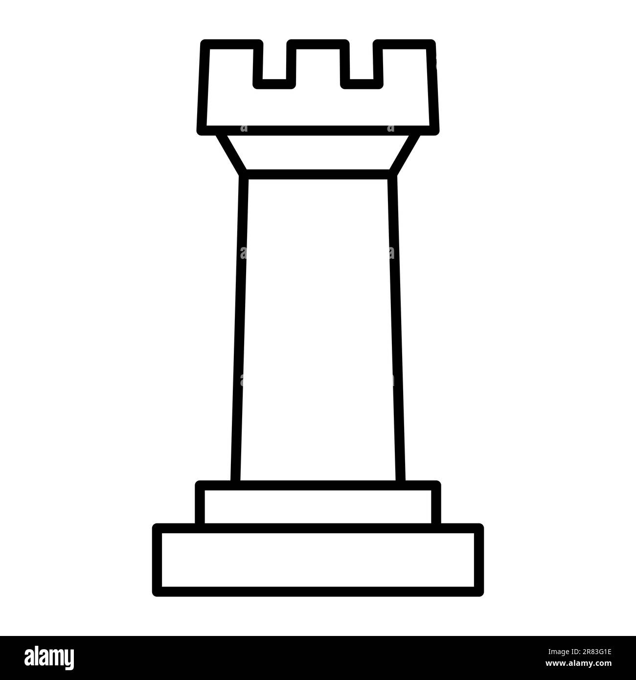 Chess line rook icon. Vector illustration isolated on white background ...