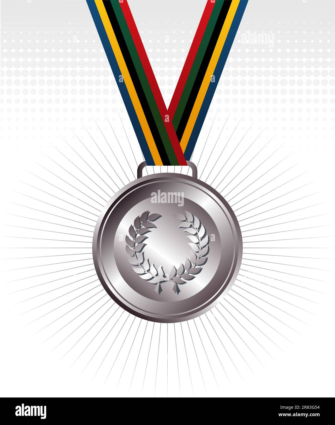 Sport silver medal with ribbon background. Vector file layered for easy ...