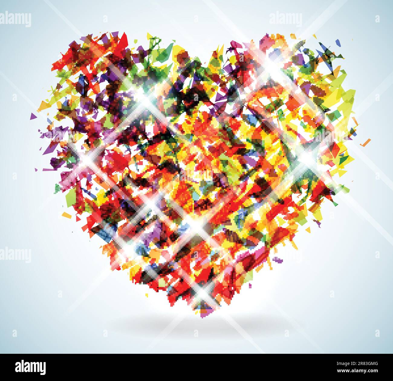 Stylized Heart Illustration made up of thousands of colorful shattered ...