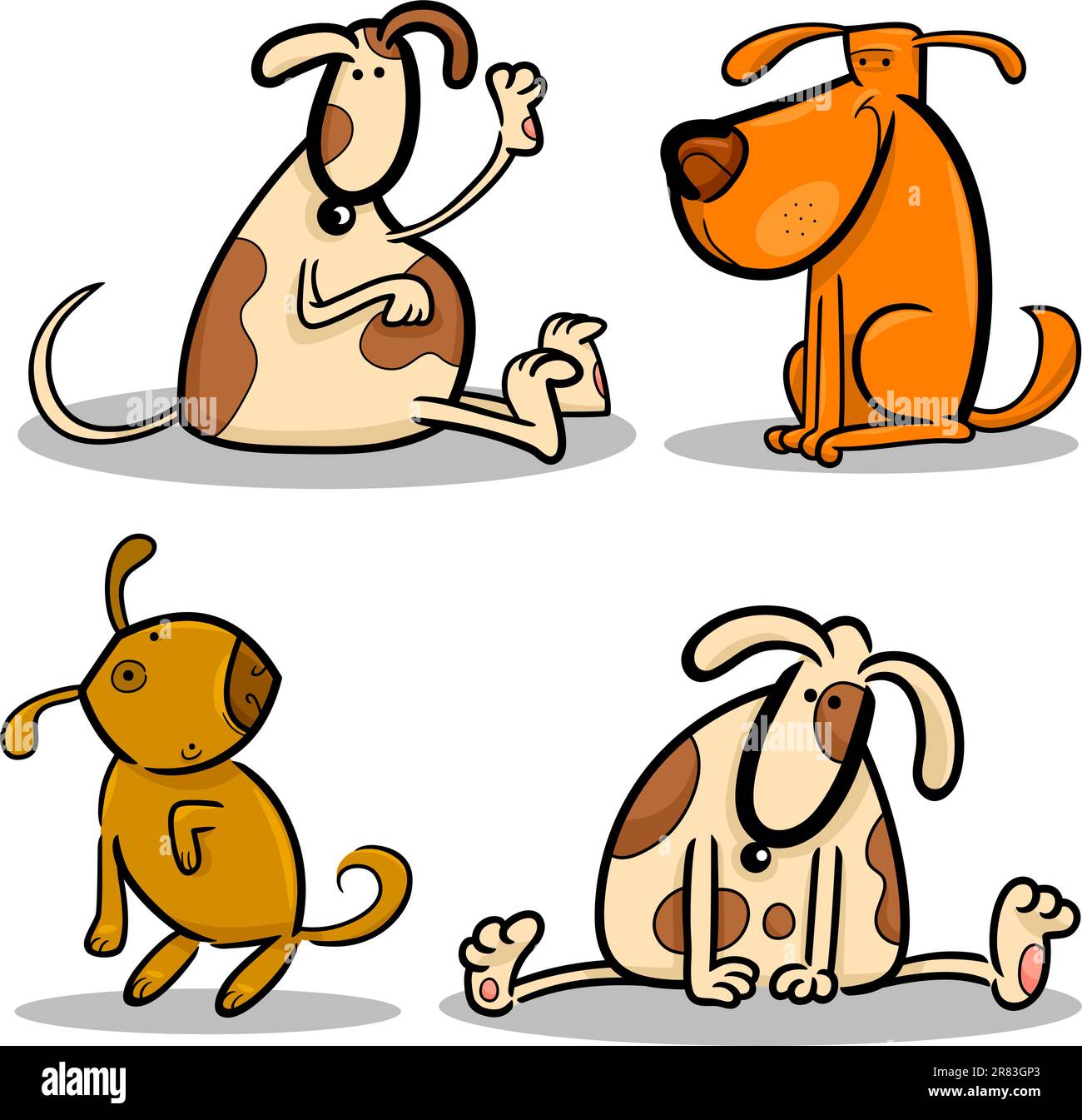 cartoon illustration of four cute dogs or puppies set Stock Vector ...