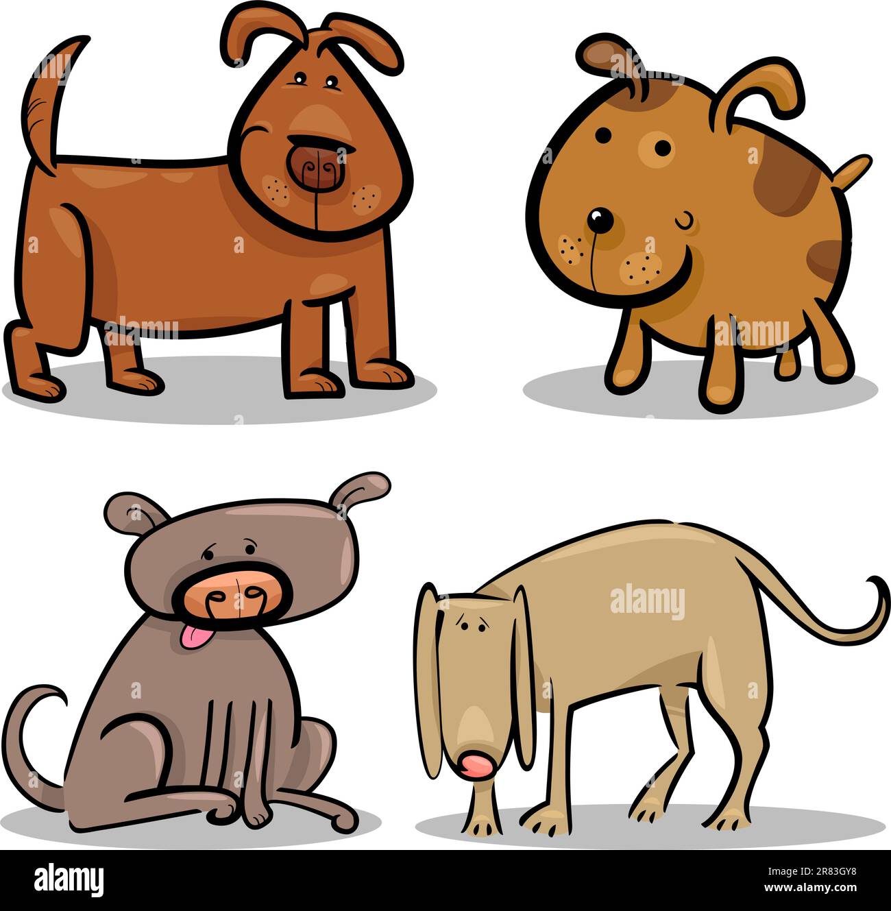 cartoon illustration of four cute dogs or puppies set Stock Vector ...