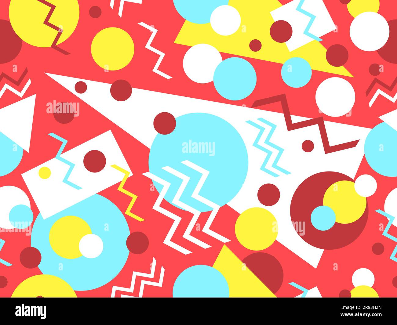 Memphis seamless pattern with geometric shapes in 80s style ...