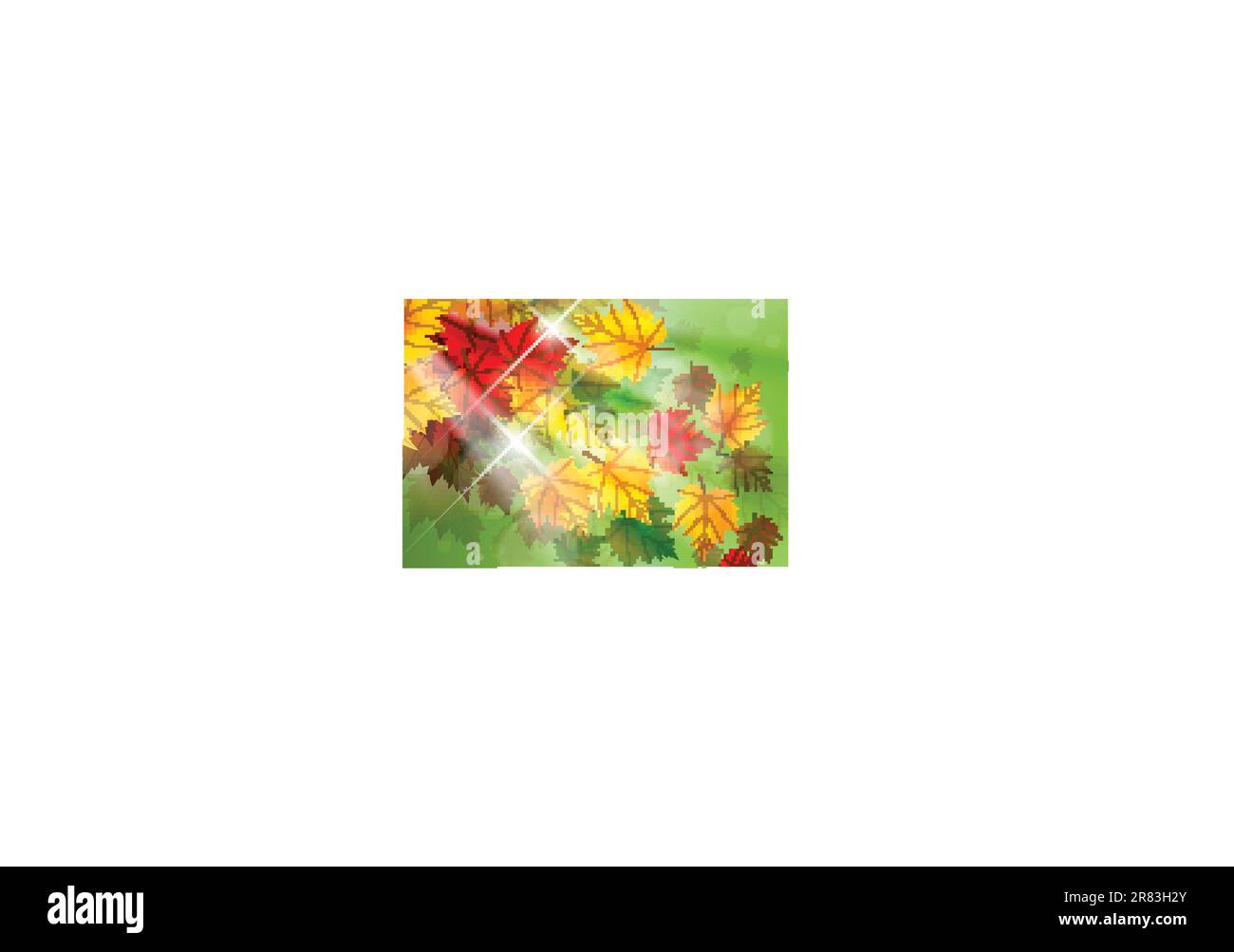 Beautiful illustration of maple leaves blowing in the wind and sun rays ...