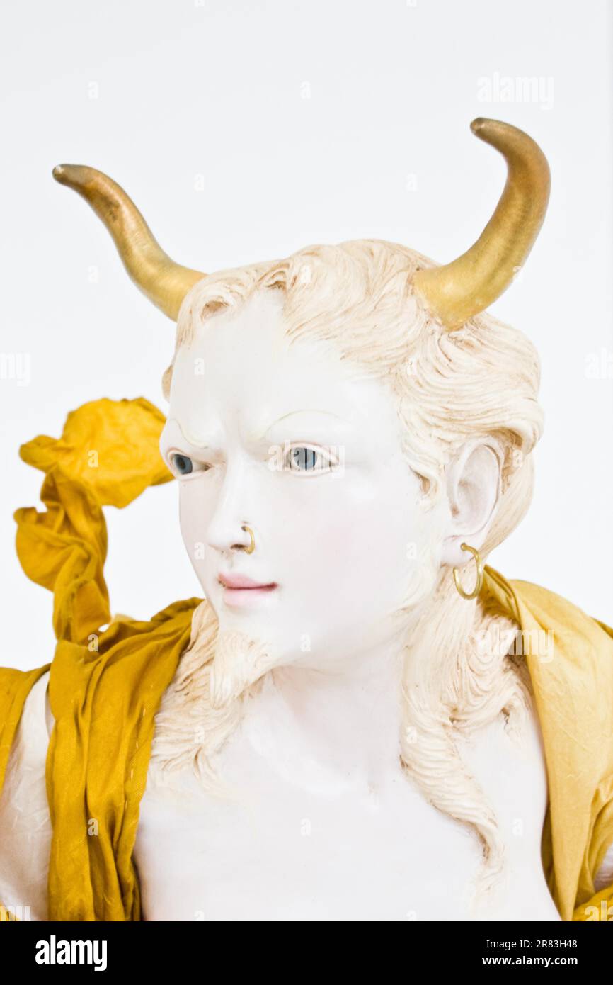 Demon face on white, close detail, focus on eyes Stock Photo - Alamy