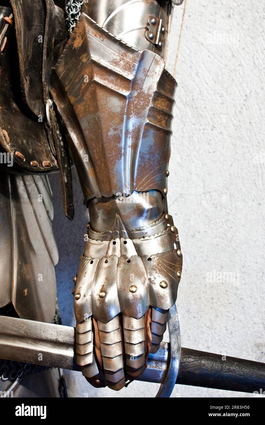 Detail of medieval armour, north Italy, Piemonte, XIV century Stock ...
