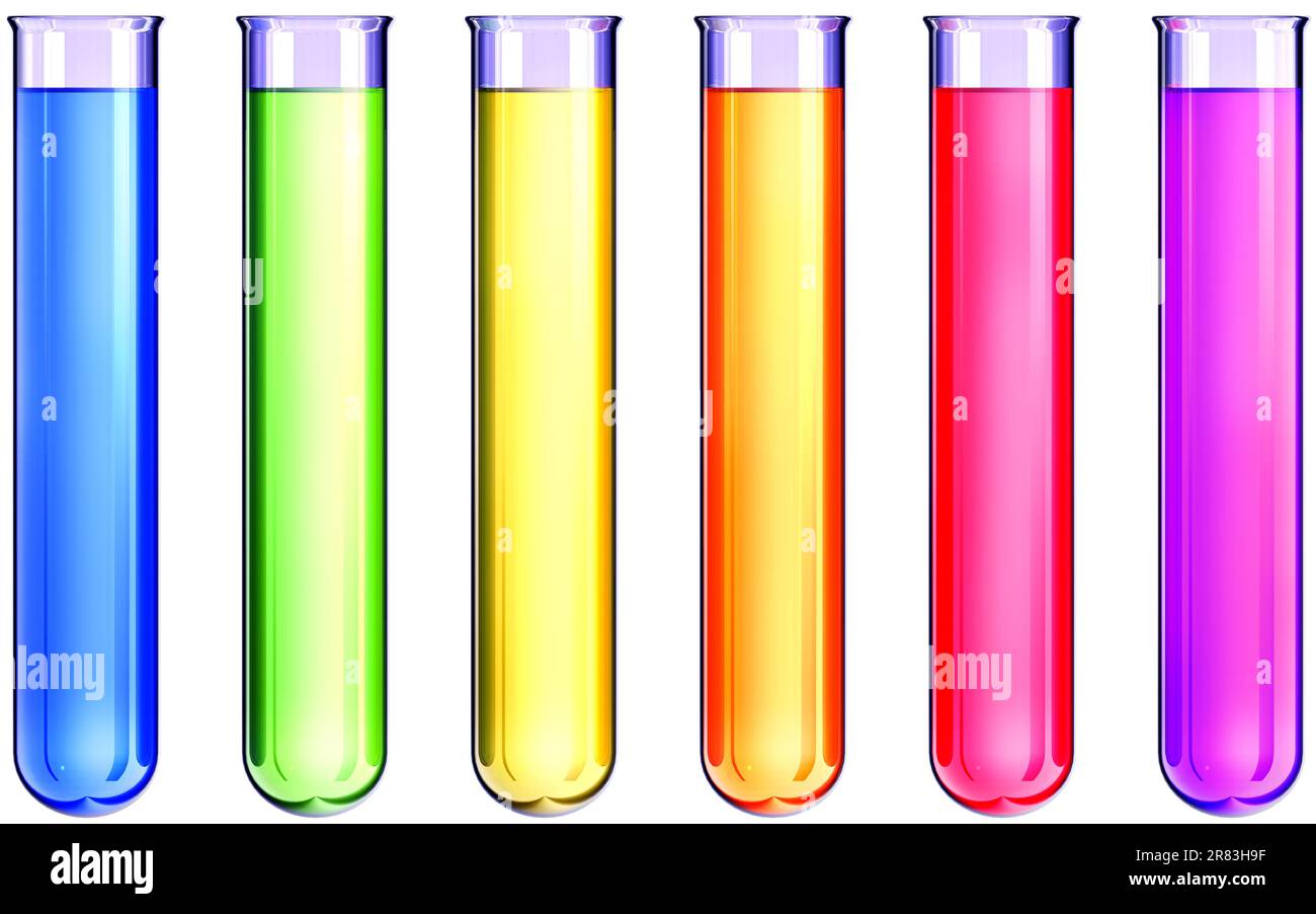 high resolution rendering of colorful test tubes Stock Photo - Alamy