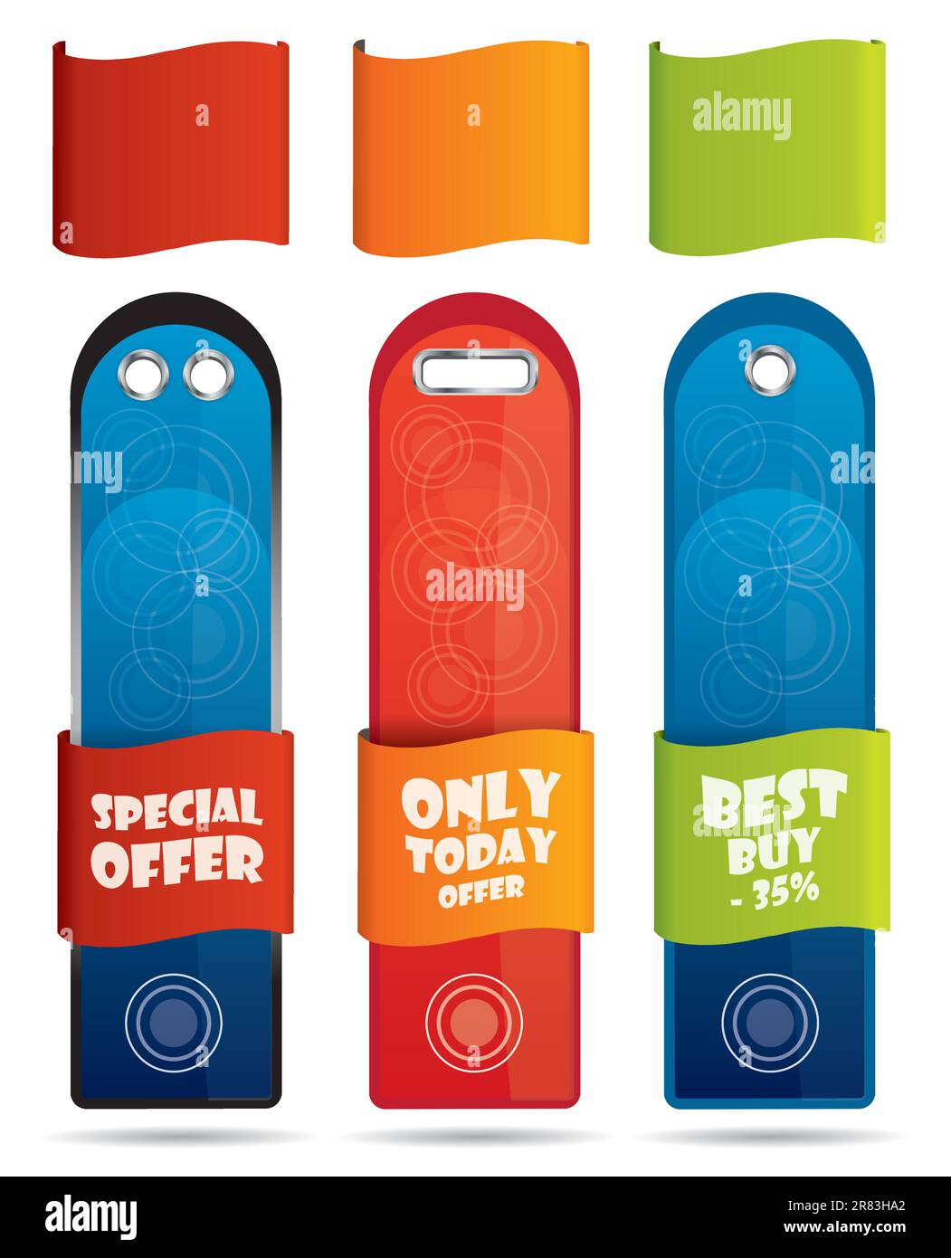 Vertical promotional banner / label set, vector illustration Stock ...