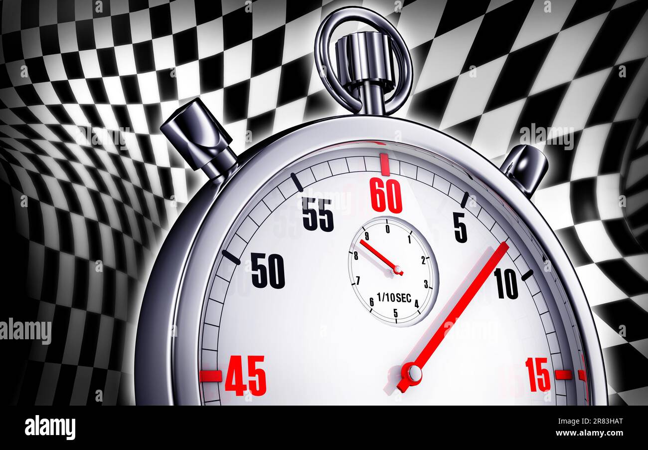 high resolution rendering of a stop watch with a race background Stock ...