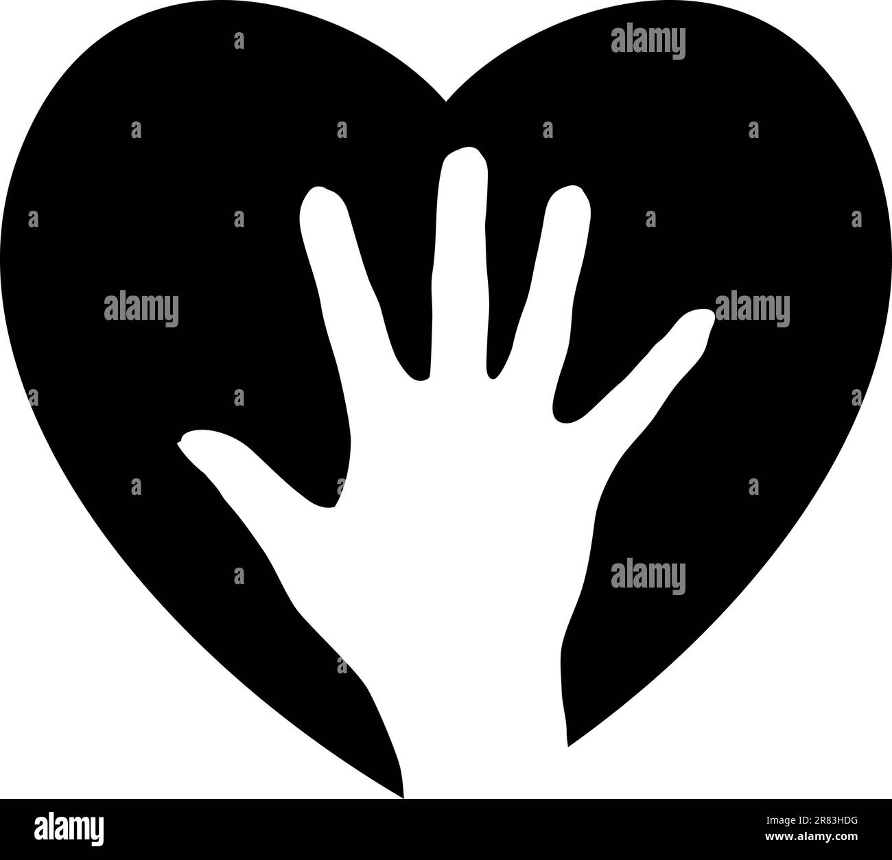 Helping Hand in the heart. Illustration for design on white background ...