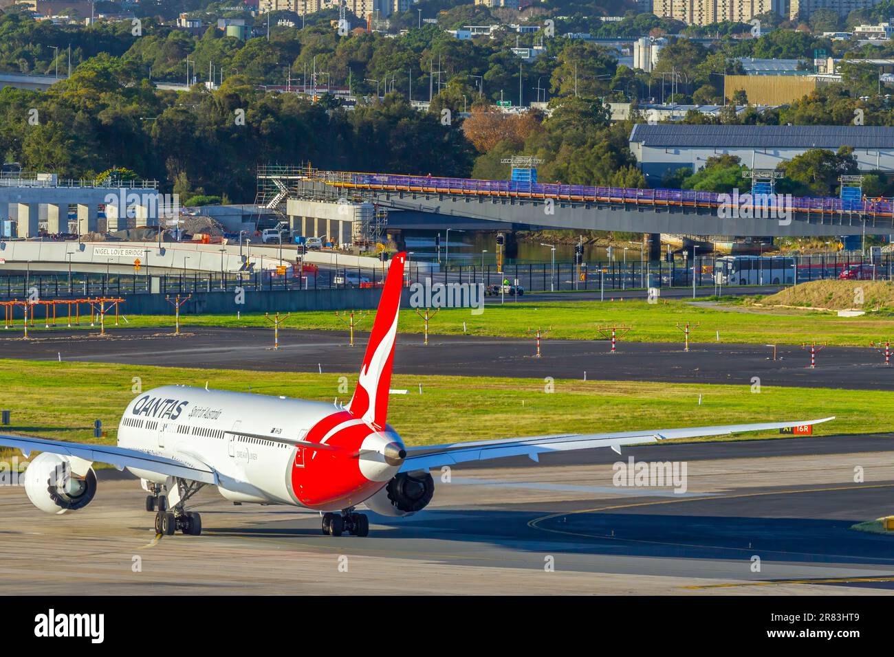 Construction of the Sydney Gateway seen from Sydney Airport in ...
