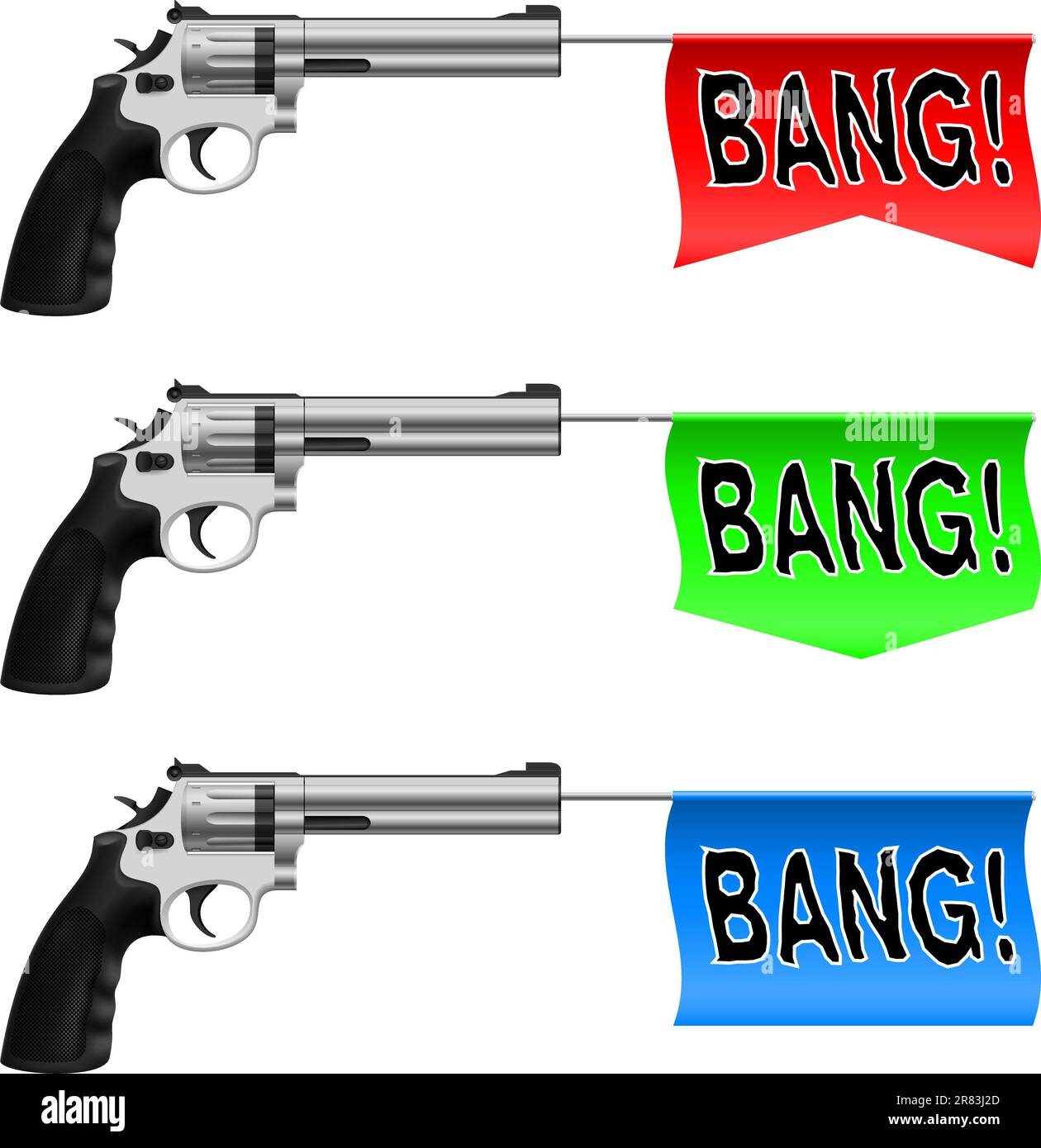 Guns with Bang Flags. Illustration on white background Stock Vector ...