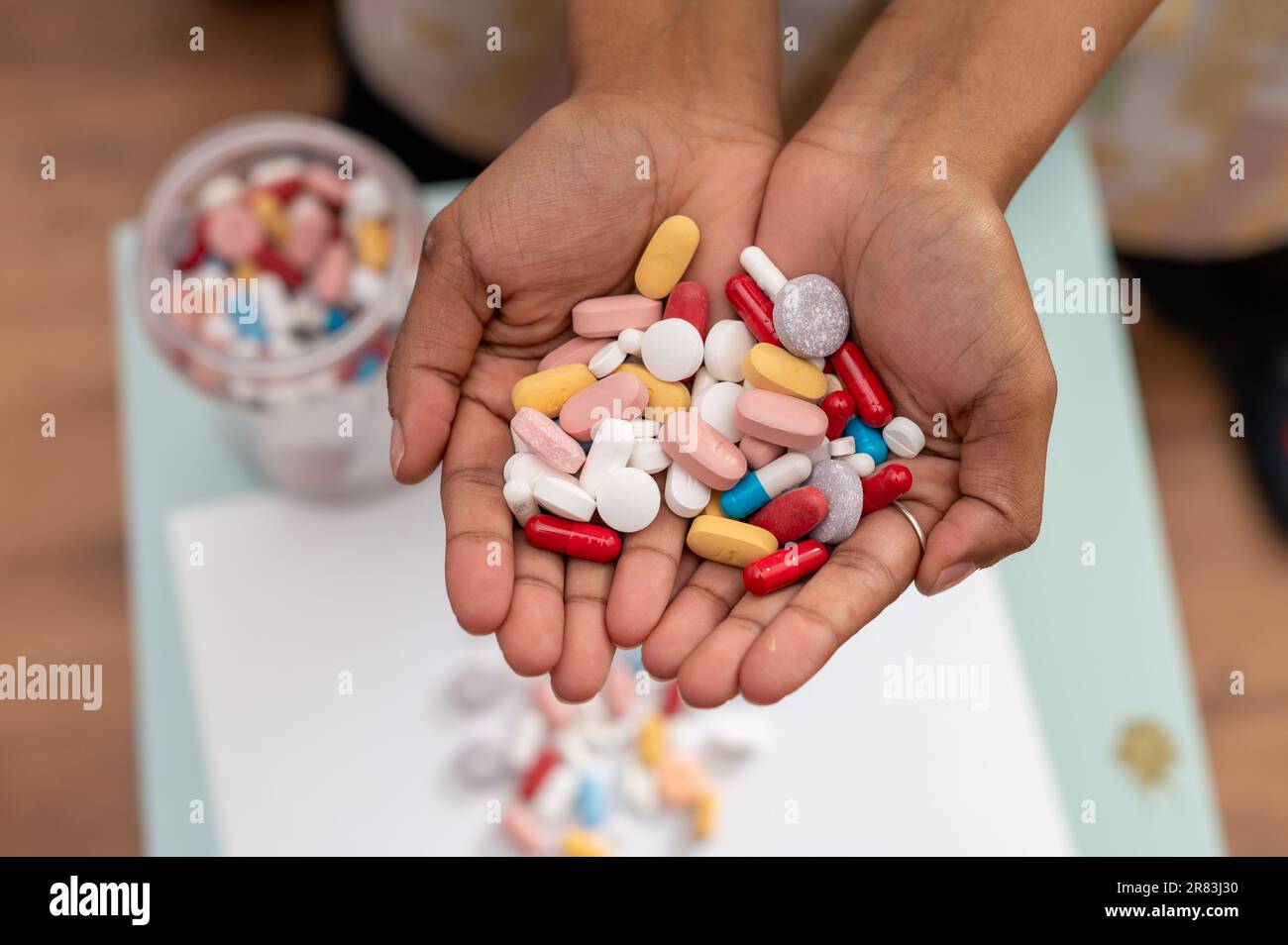 Hand assortment pills hi-res stock photography and images - Alamy