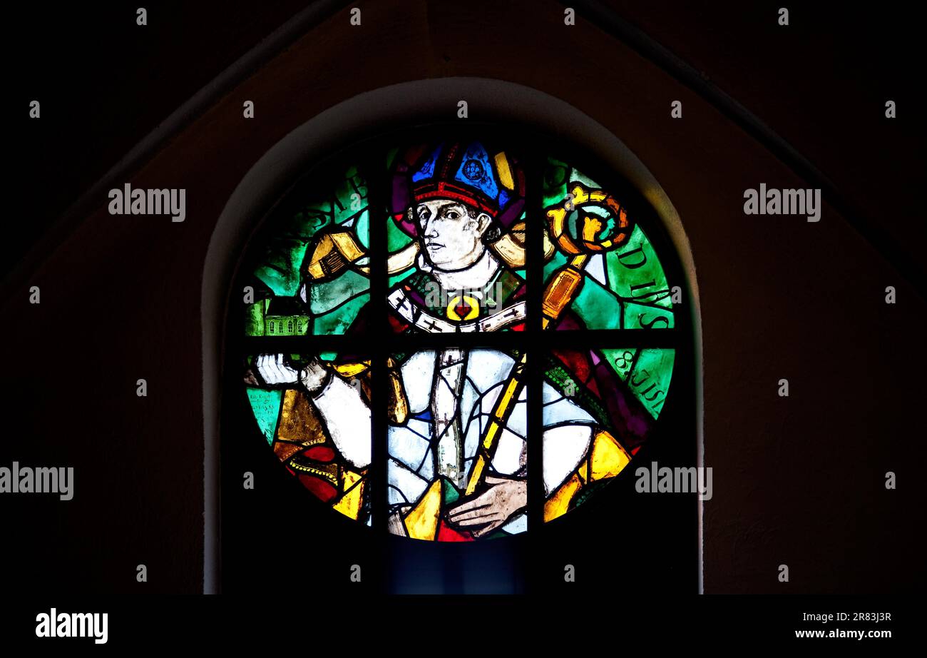 Church window in ancient medieval church in Heidelberg Germany Stock ...