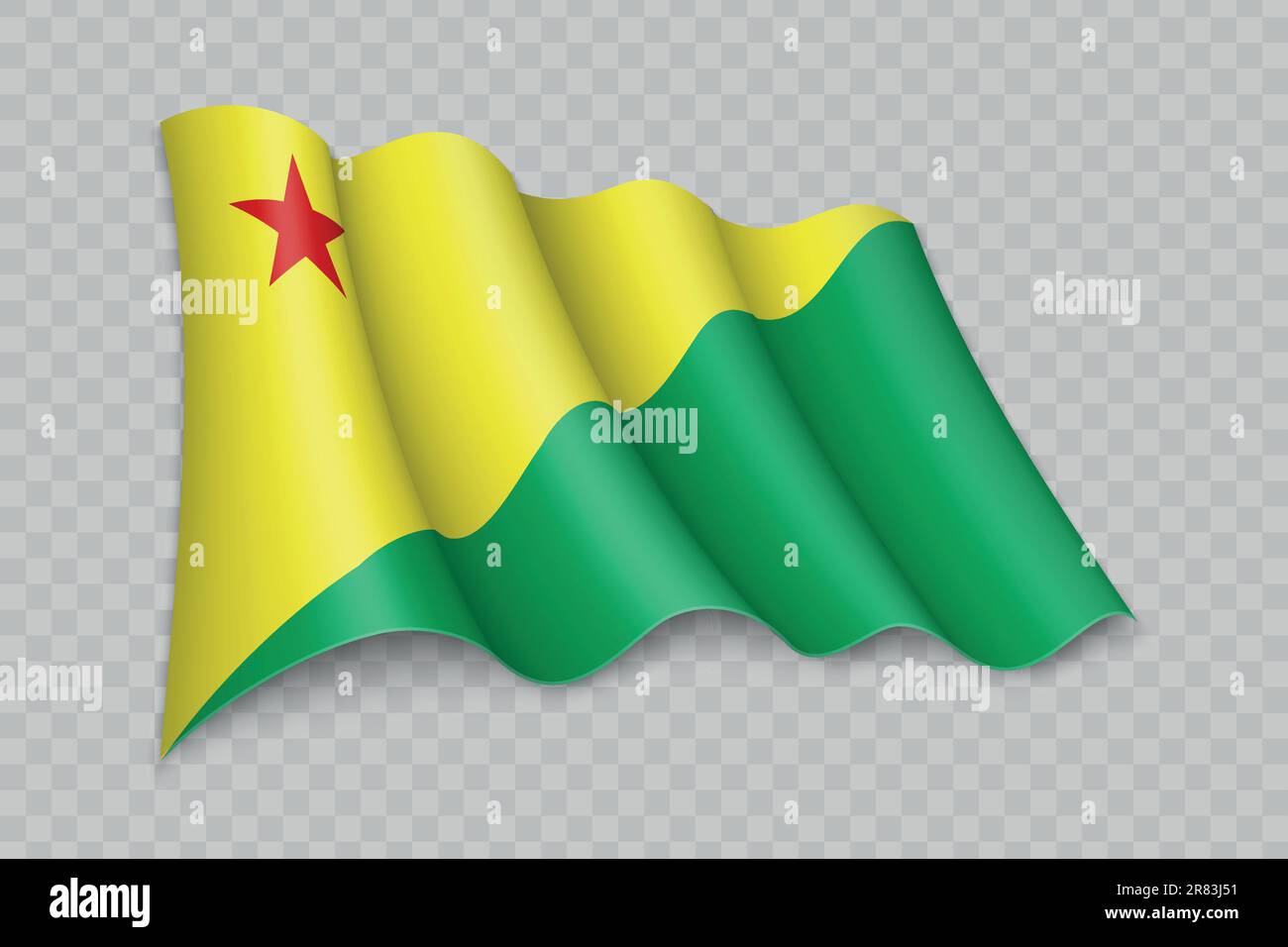 3D Realistic waving Flag of Acre is a state of Brazil on transparent background Stock Vector ...