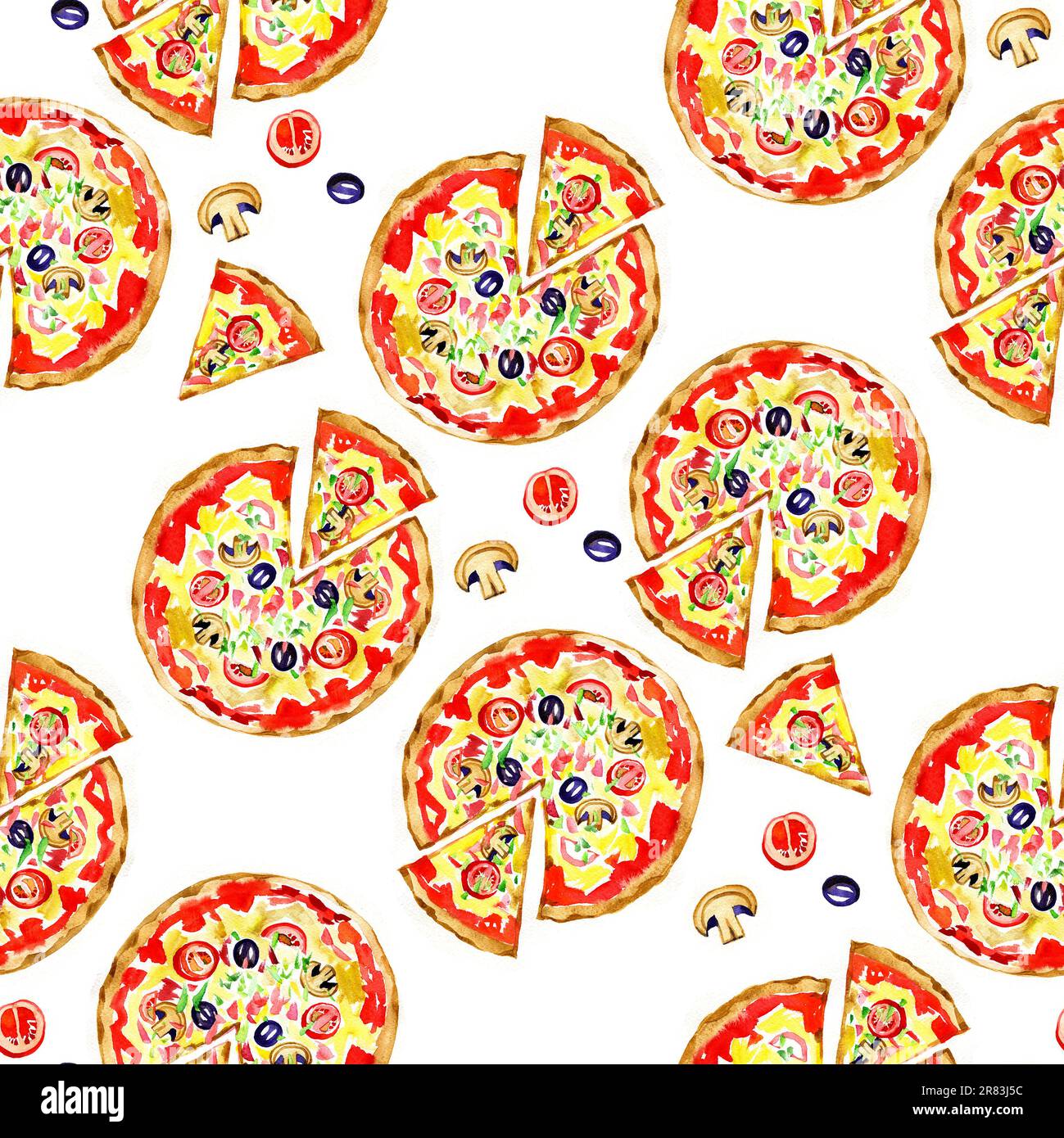 Pizza seamless pattern. Background illustration on white background ...