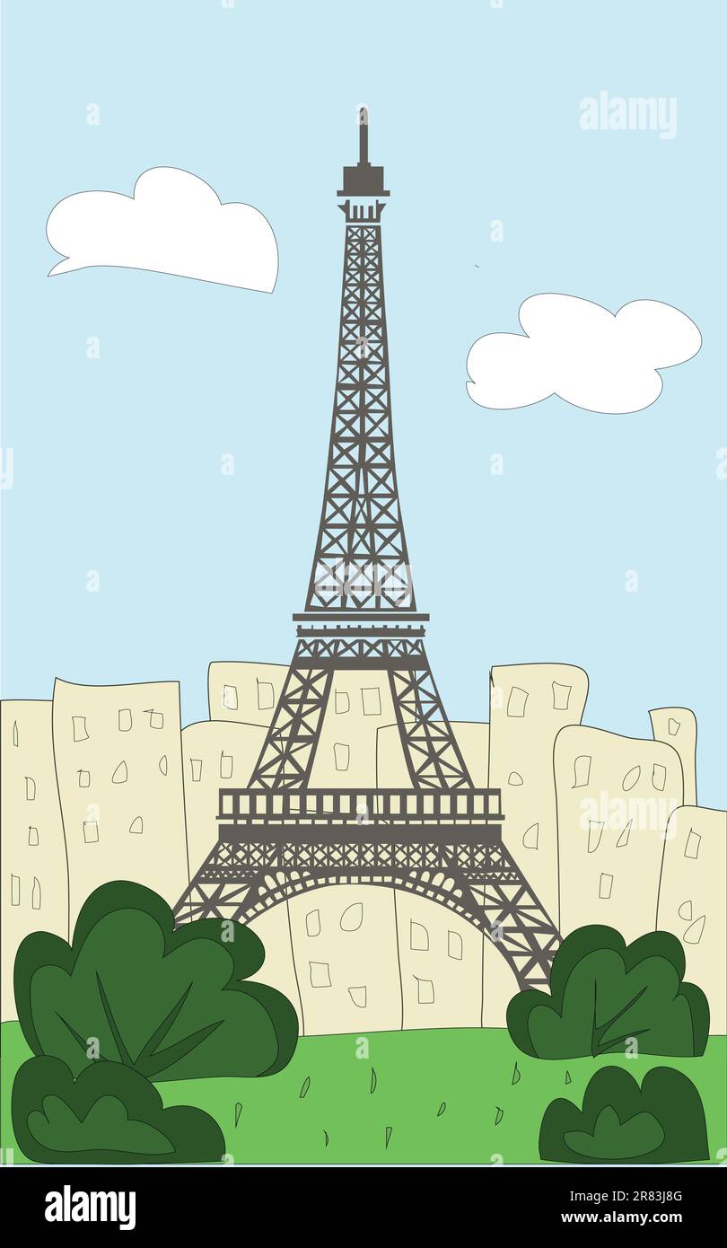 vector illustration: Cartoon Eiffel tower Stock Vector Image & Art - Alamy