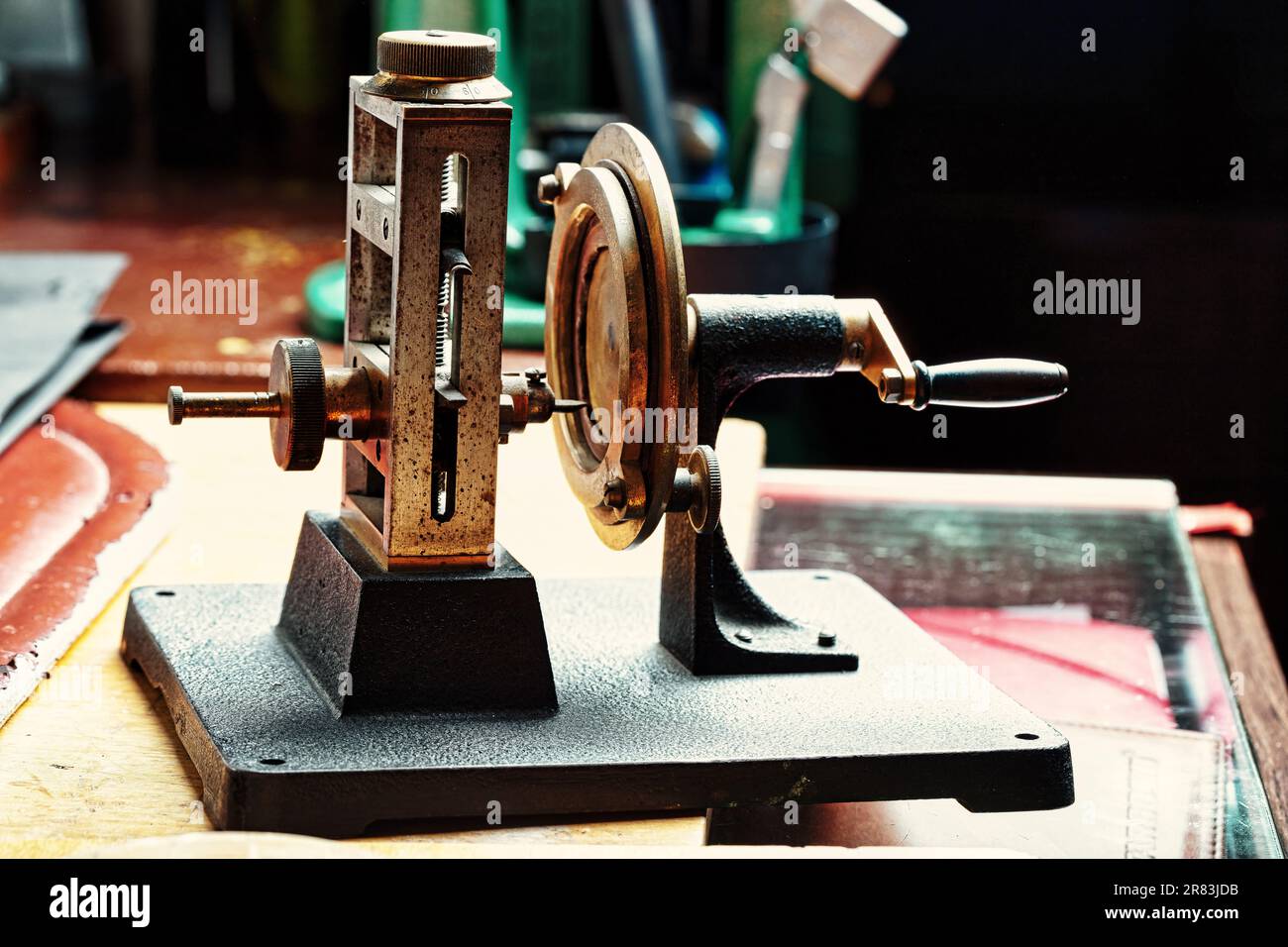 Artisanal table showing watch craftsmanship; fine wood, jewels, metal ...