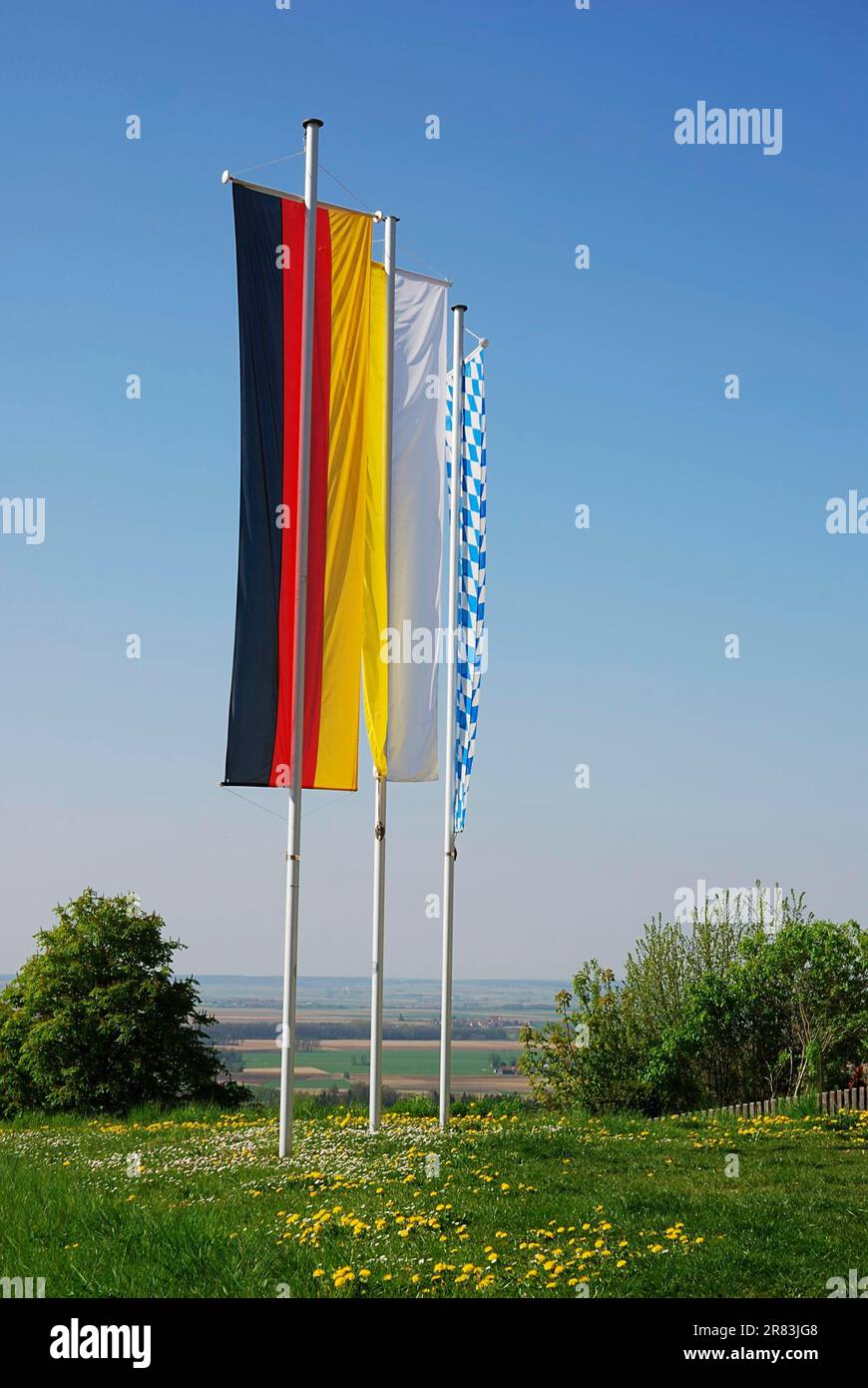 Flag of Germany, flag of the catholic church and flag of Bavria Stock ...