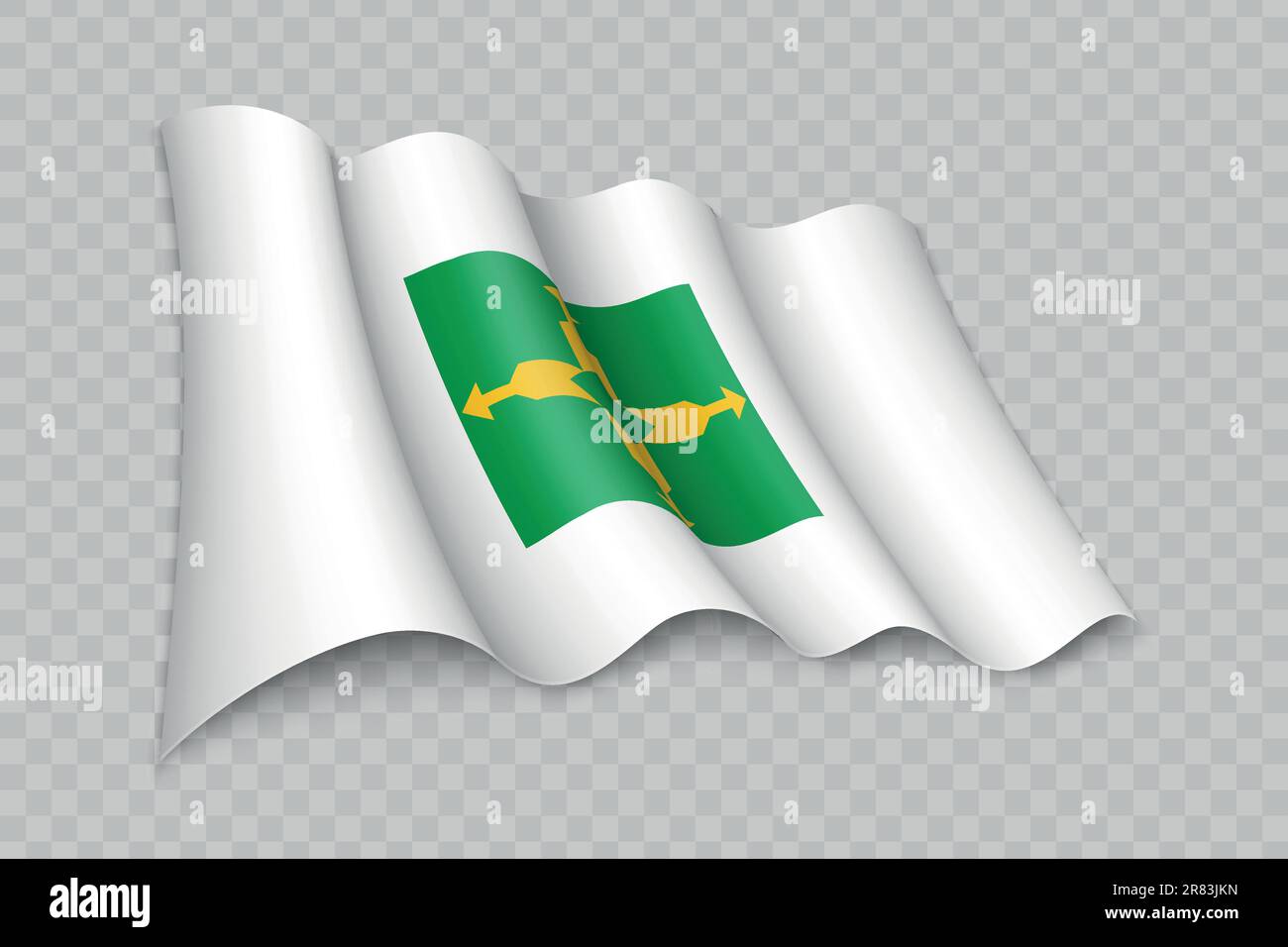 3D Realistic waving Flag of Federal District is a state of Brazil on transparent background ...
