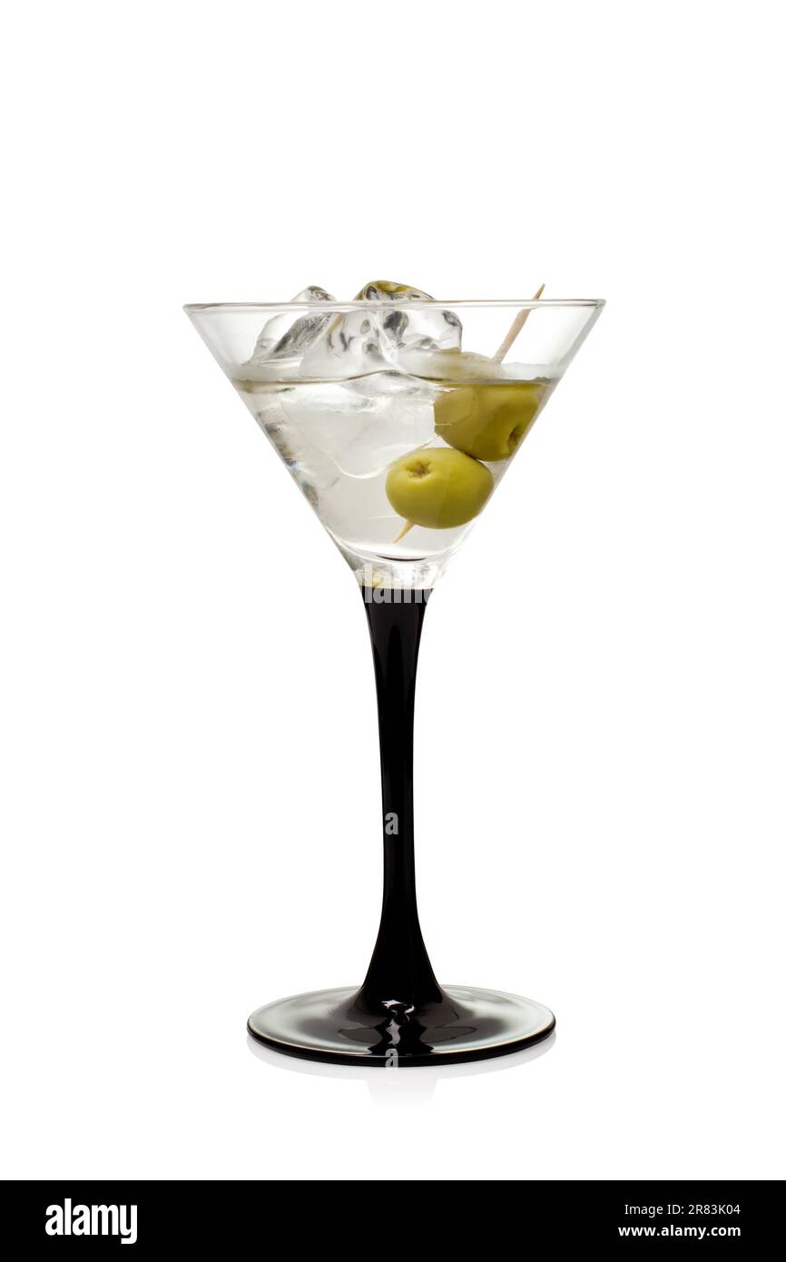 Martini with olives on a white background Stock Photo - Alamy