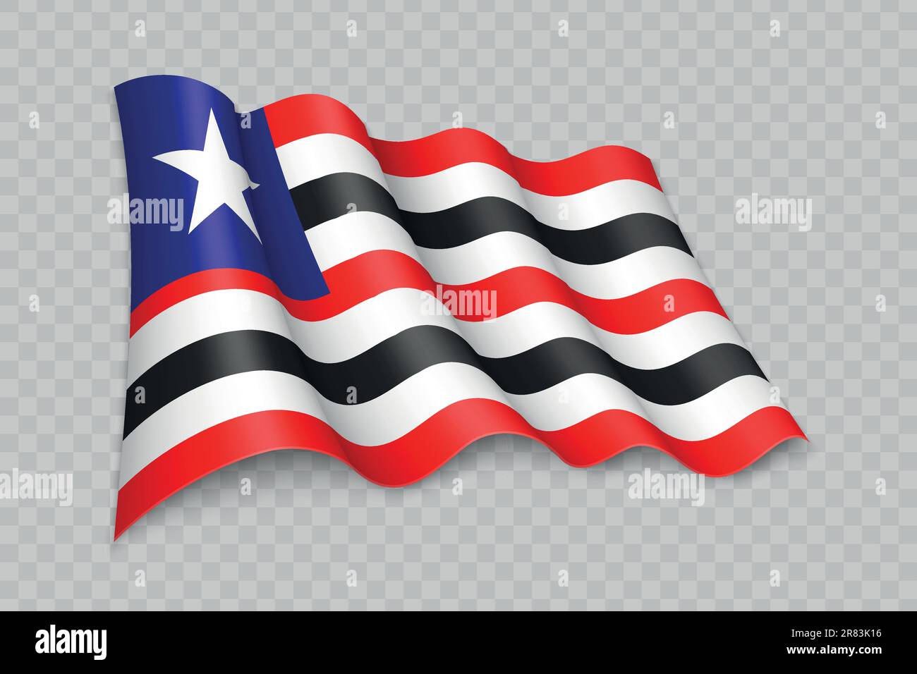 3D Realistic waving Flag of Maranhao is a state of Brazil on transparent background Stock Vector ...