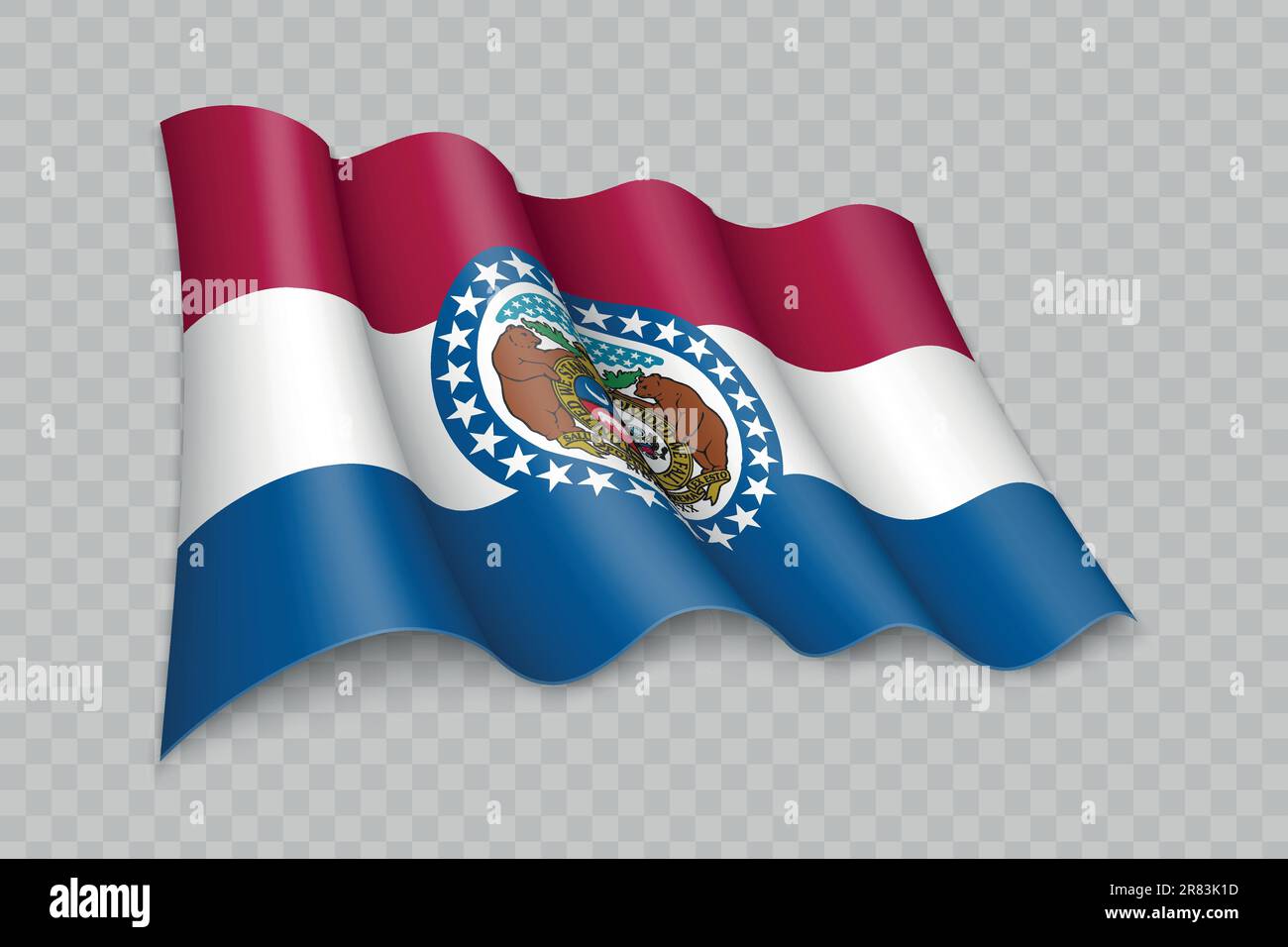 3D Realistic waving Flag of Missouri is a state of United States on ...