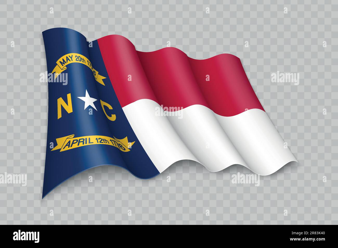 3D Realistic waving Flag of North Carolina is a state of United States ...
