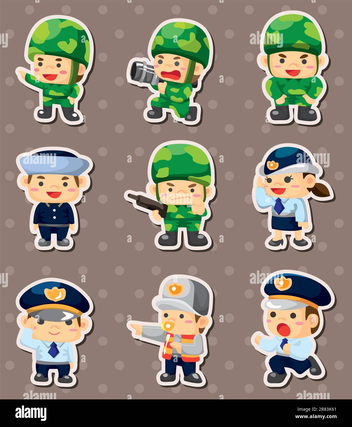cartoon police and soldier stickers Stock Vector Image & Art - Alamy