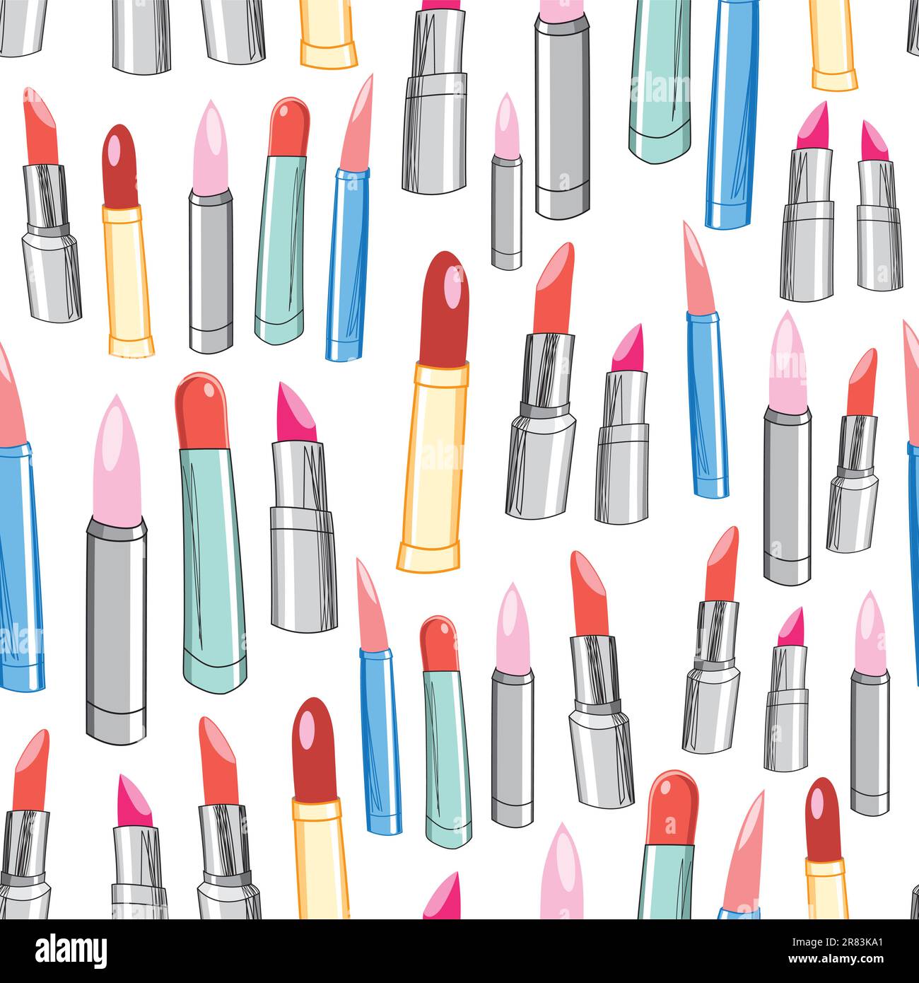 seamless pattern of bright lipstick on a white background Stock Vector ...